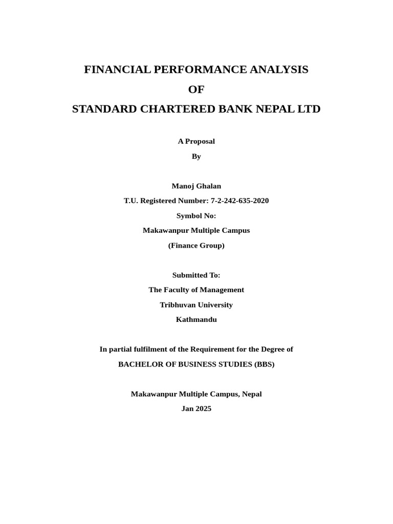 Proposal For Financial Analysis of Standard Chartered Bank | PDF ...