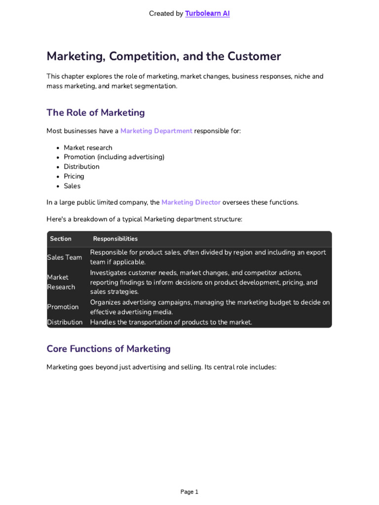 Cambridge IGCSE Business Studies - Unit 10-12 | PDF | Marketing ...