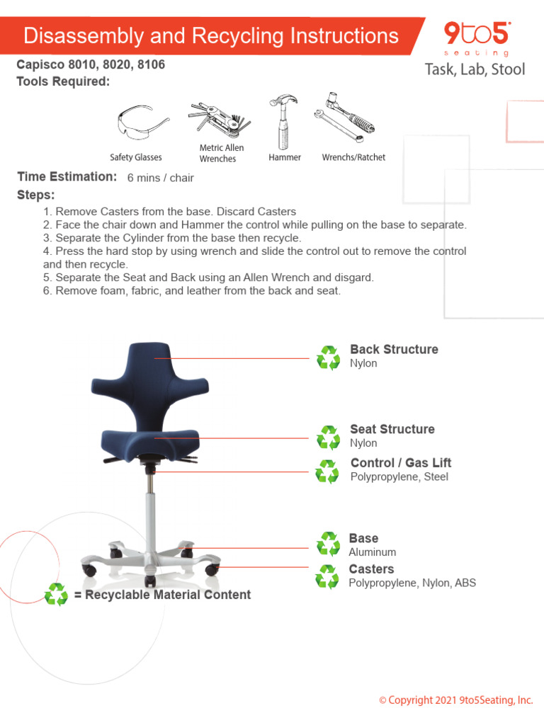 Disassembly and Recycling Instructions: Task, Lab, Stool | PDF