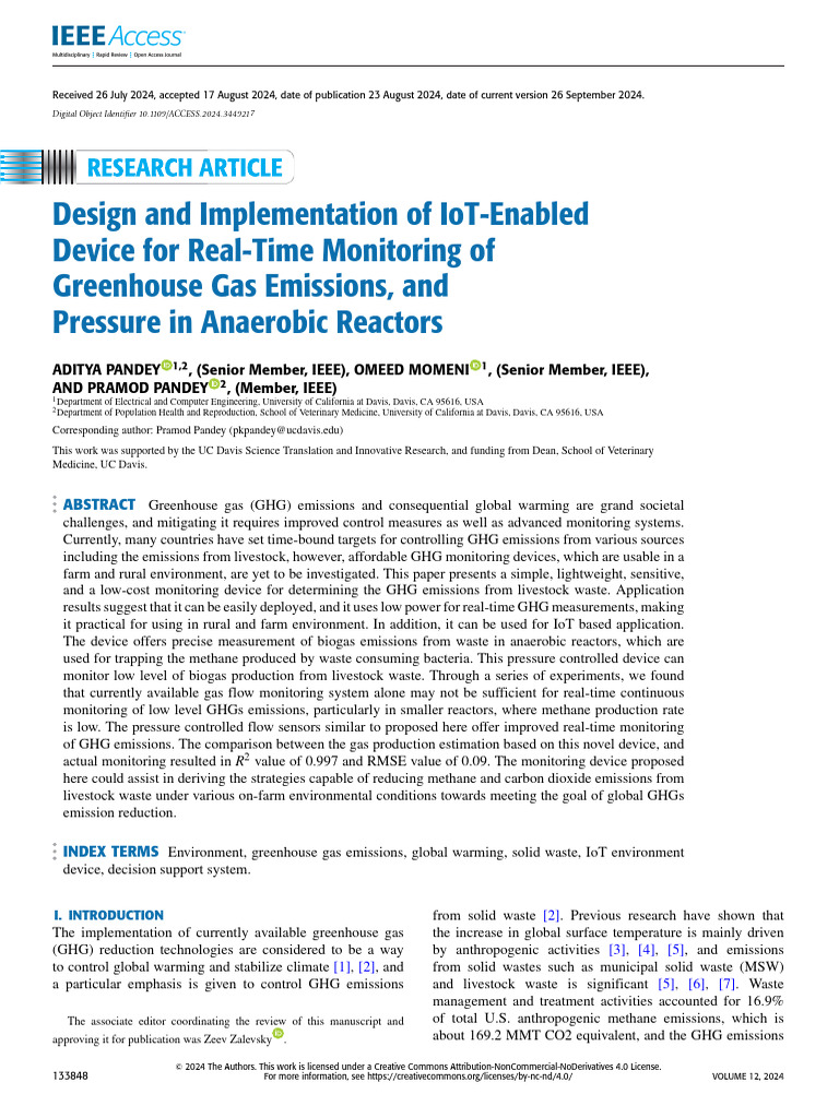Design and Implementation of IoT-Enabled Device For Real-Time Monitoring of Greenhouse Gas ...