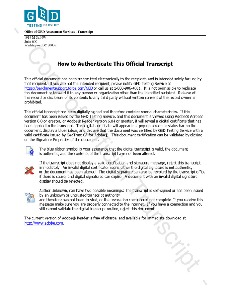 Maryland GED - eTranscriptMACK | PDF