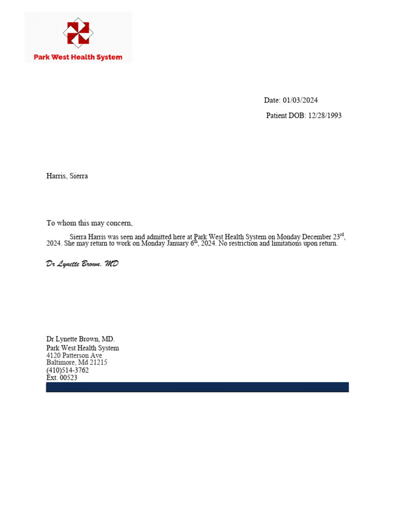 Sierra Harris DoctorsNote | PDF