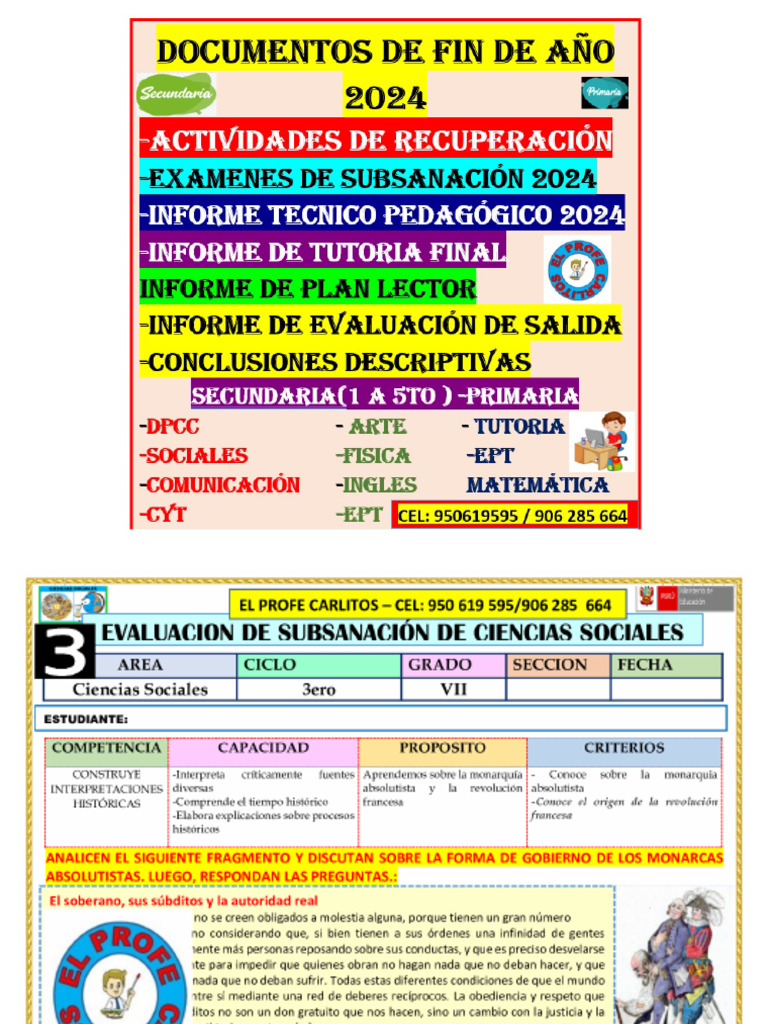 Subsanacion - Sociales - 3ero | PDF