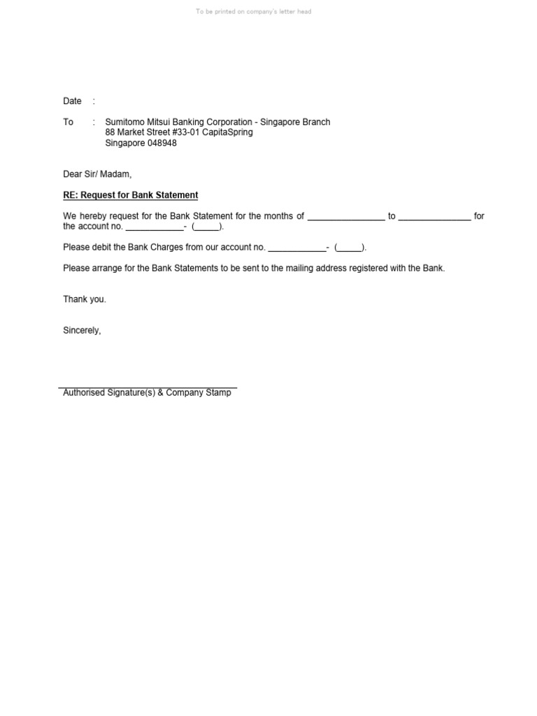 Request for Bank Statement Template | PDF