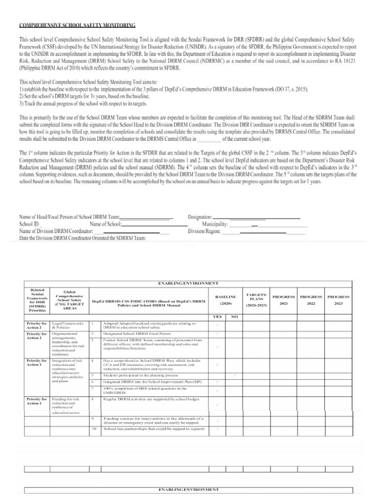 Comprehensive School Monitoring Tool | PDF