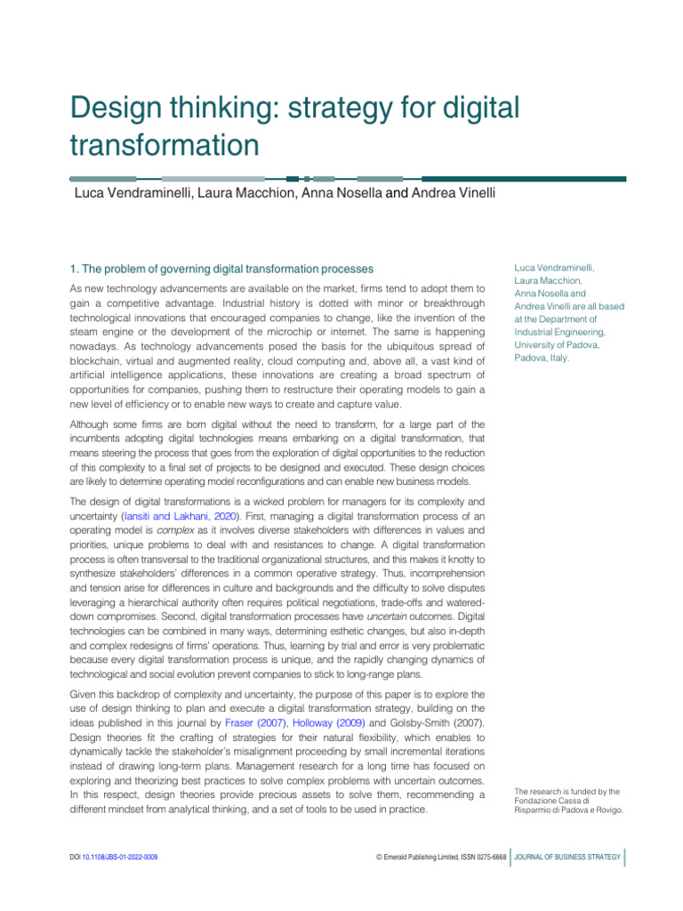 Design Thinking and Digital Transformation Strategy | PDF | Strategic ...