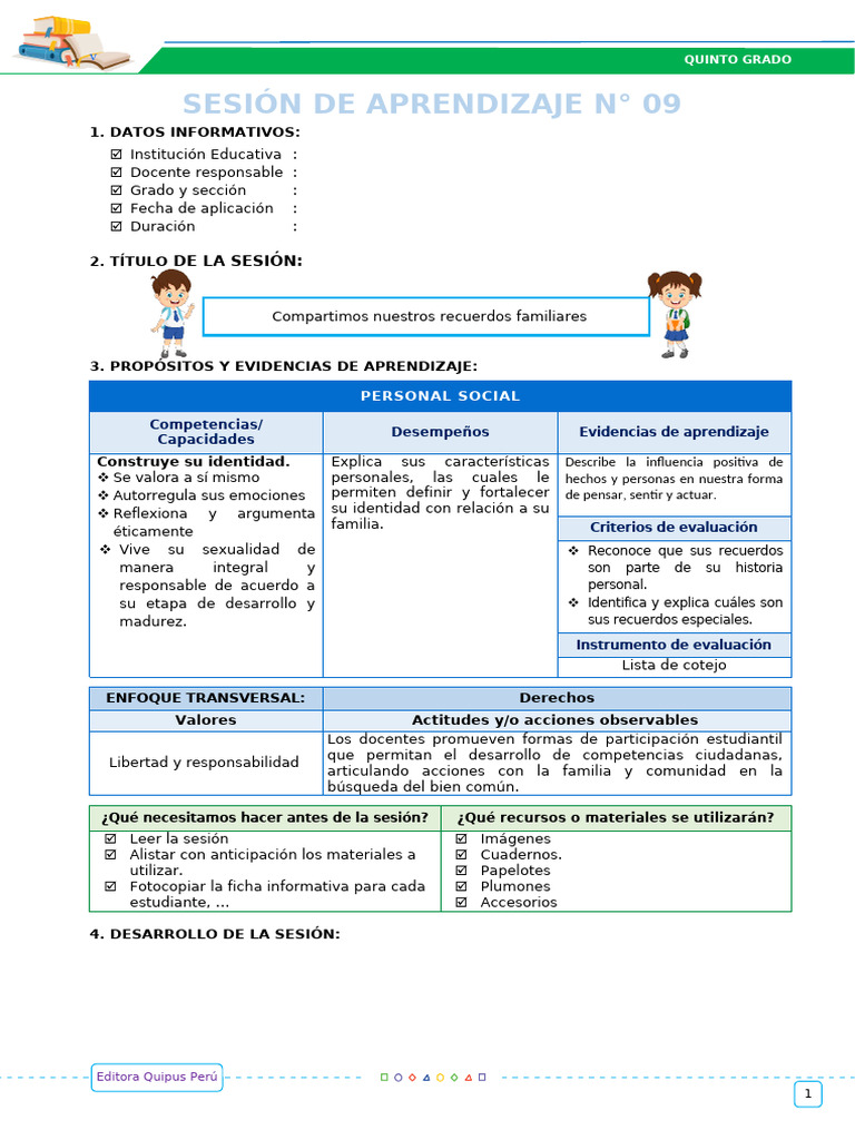 Sesiones de Aprendizaje - EDA III Semana 2 - Editora Quipus Perú | PDF | Aprendizaje | Evaluación