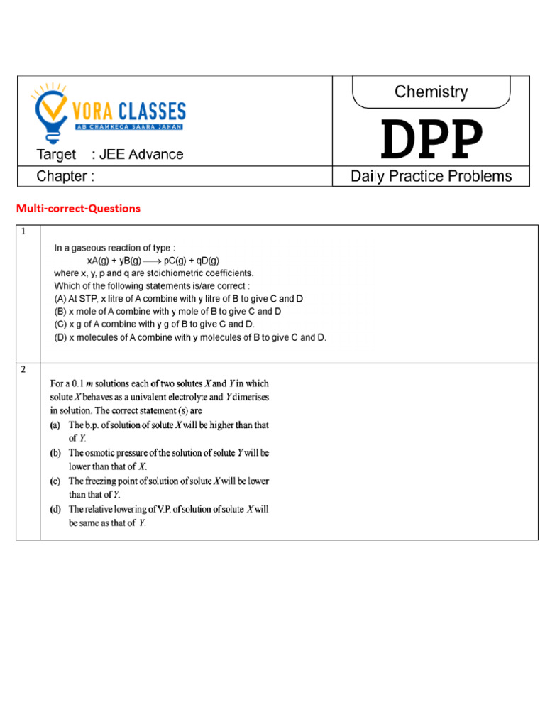 Mole Concept Solutions Adv | PDF