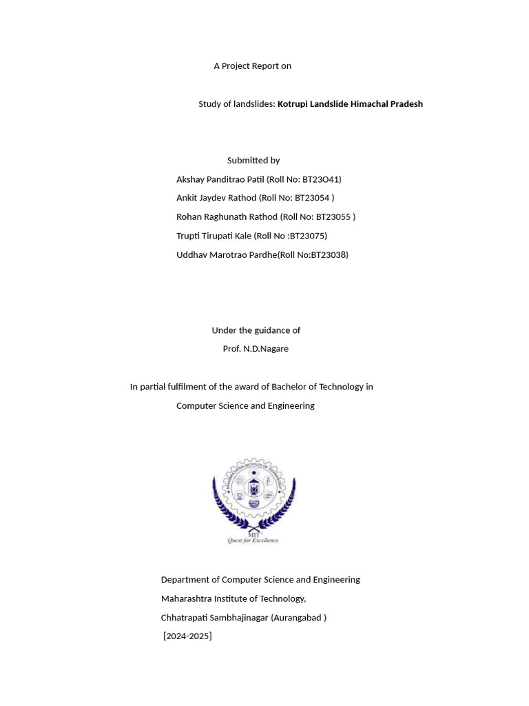 Kotrupi Landslide Case Study Report | PDF | Landslide | Road