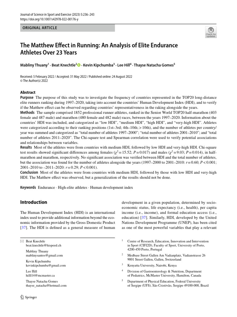 Matthew Effect in Elite Running Analysis | PDF | Bootstrapping ...