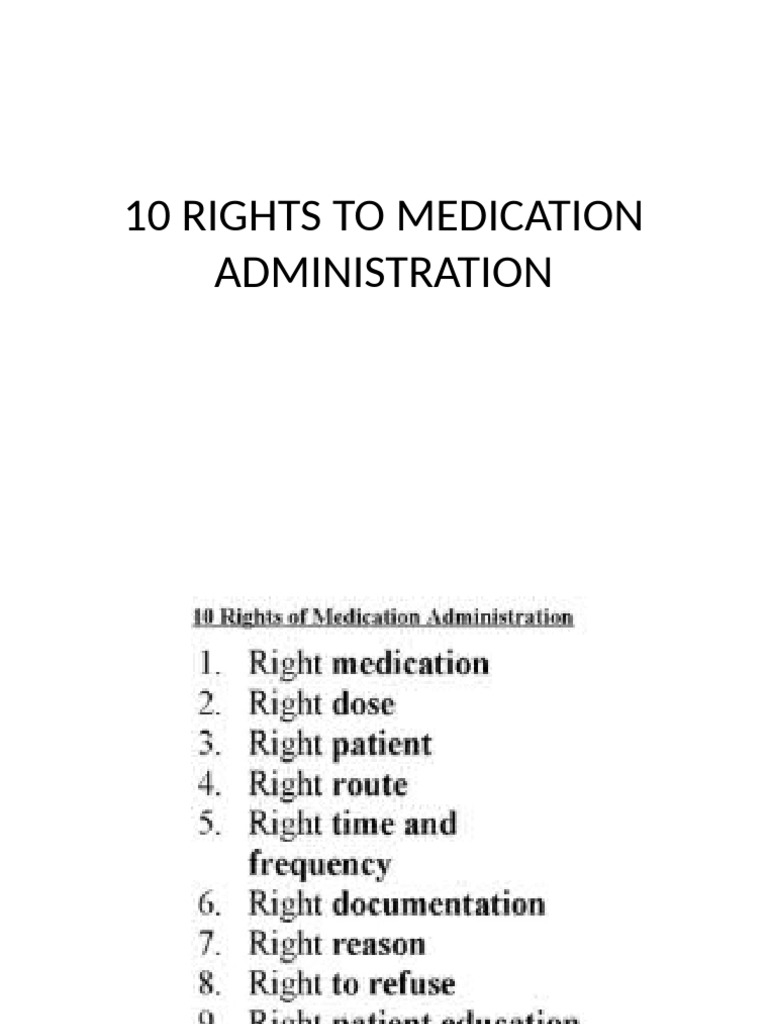 10 Rights of Medication Administration | PDF