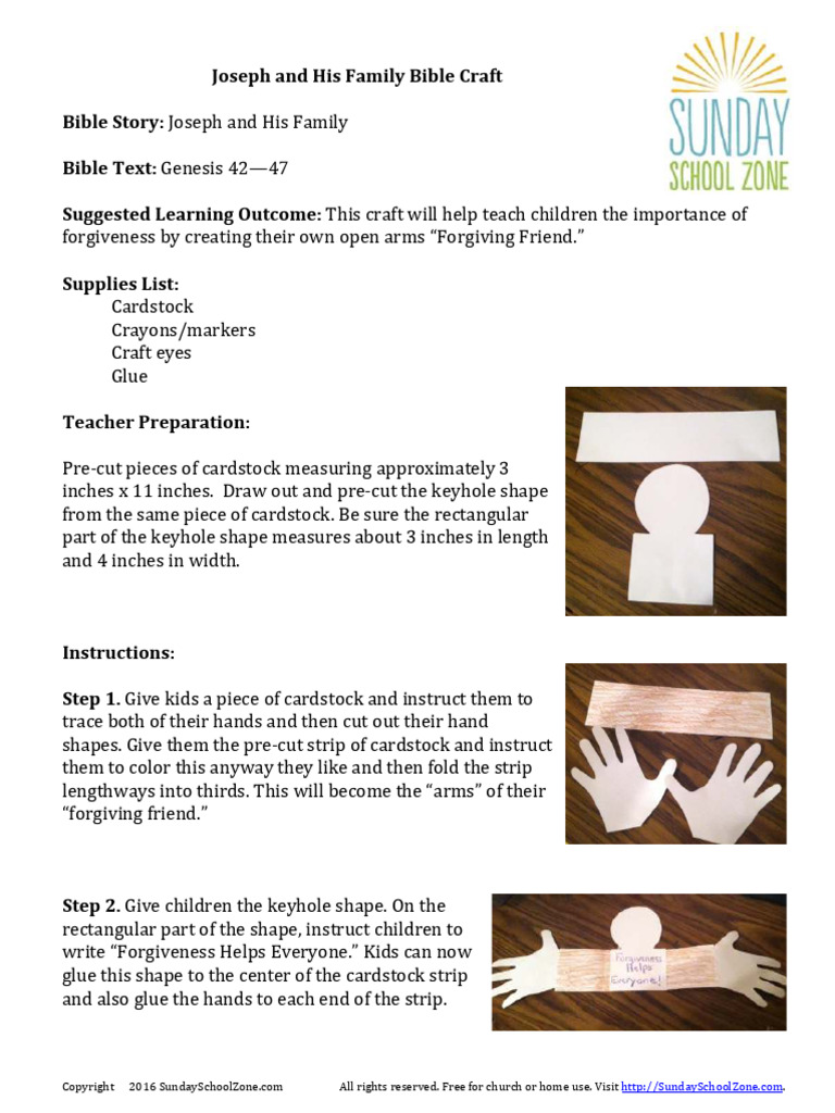 Joseph's Forgiveness Craft for Kids | PDF