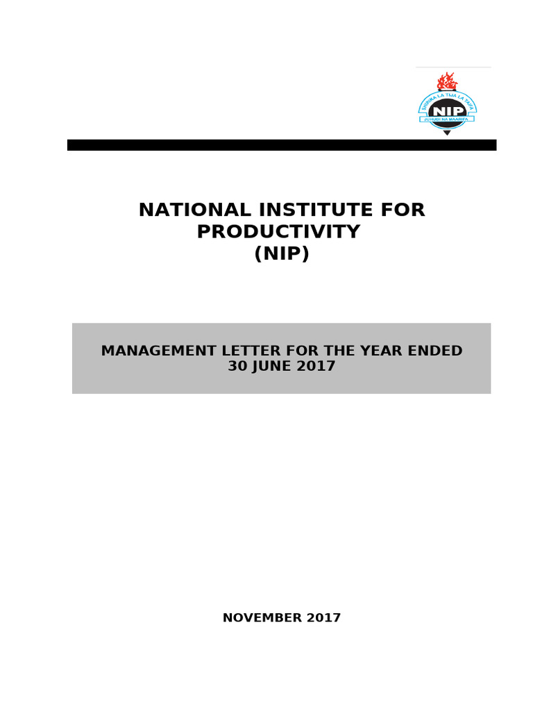 MGT Letter (2017) NIP | PDF | Internal Control | Audit