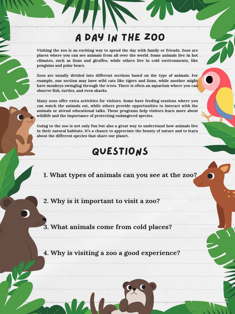 Exploring Zoo Animals and Activities | PDF