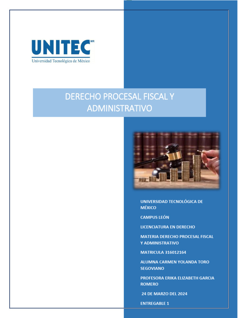 ENTREGABLE 1 FISCAL Y ADM | PDF | Ley procesal | Fiscal