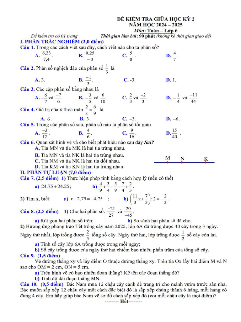 De Giua Hoc Ky 2 Toan 6 Nam 2024 2025 Phong GDDT Luong Tai Bac Ninh | PDF