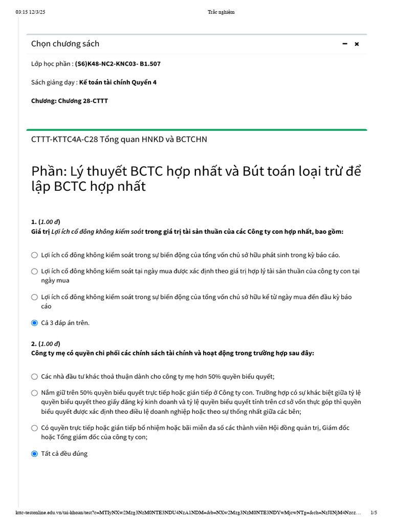 Trắc Nghiệm c28 | PDF