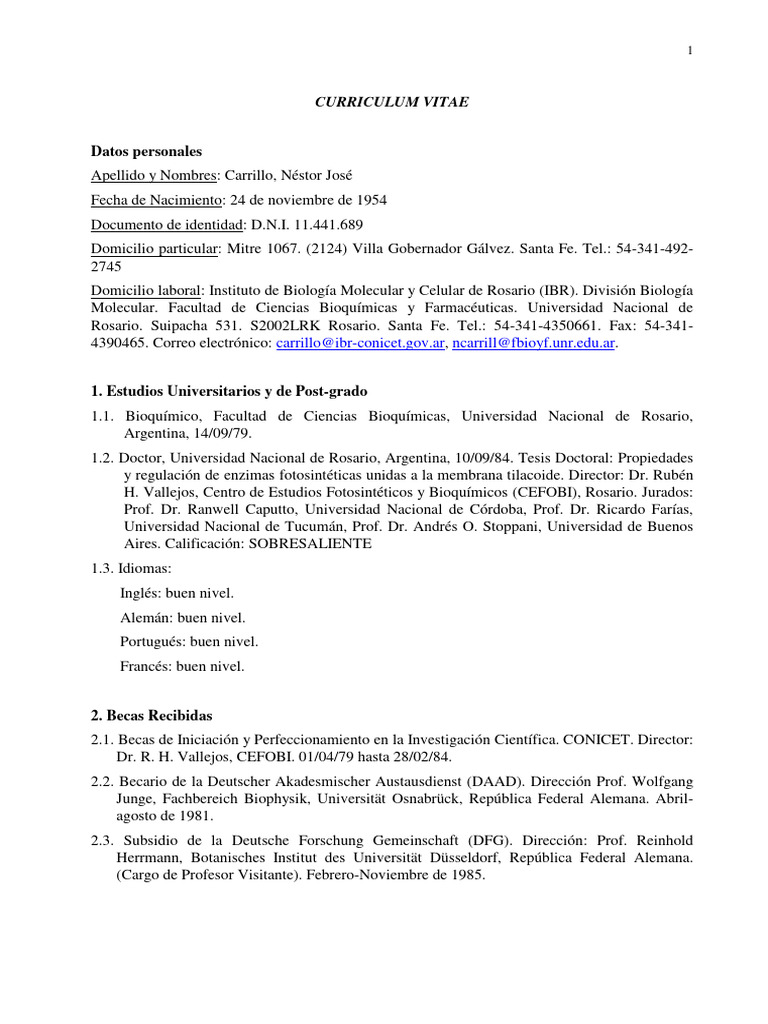 Carrillo CV | PDF | Doctorado | Biología
