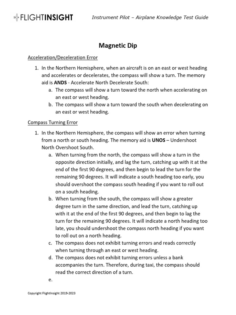 IFR 1-5 Magnetic Dip | PDF | Compass | Aviation