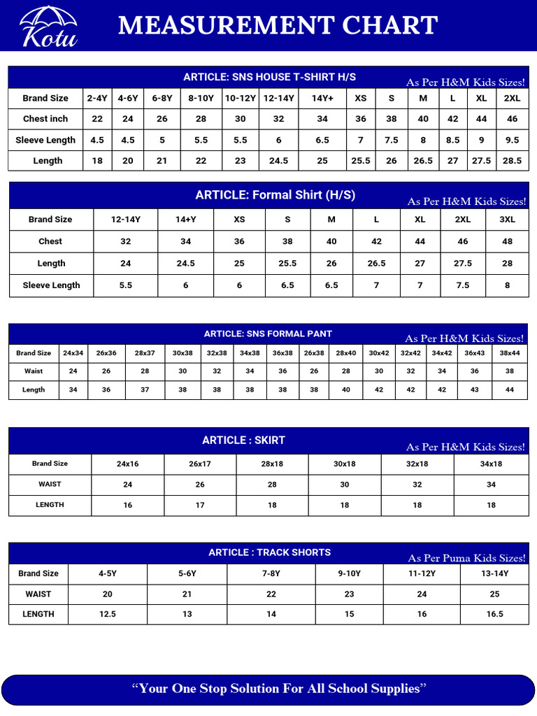 H&M Kids Size Chart Overview | PDF | Human Appearance | Softlines (Retail)