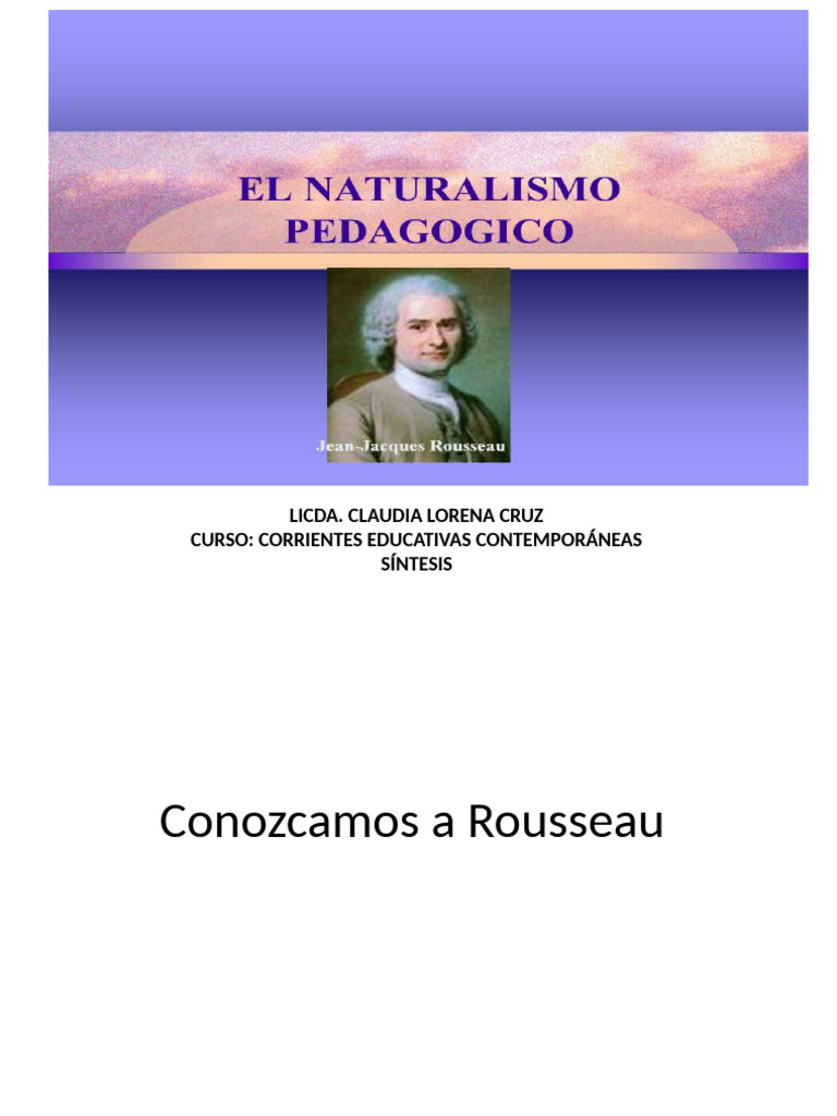 Naturalismo Pedagógico | PDF | Emile, o sobre educación | Jean-Jacques ...