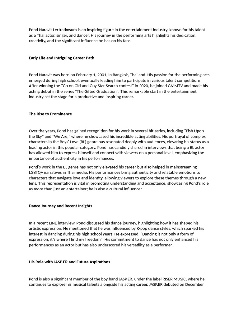 Pond Naravit Lertratkosum | PDF | Entertainment