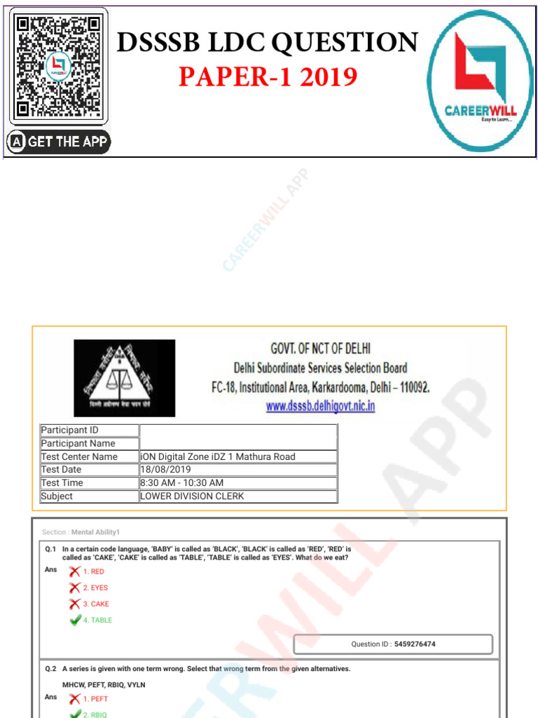 Dsssb Ldc Paper | PDF | Percentage | Odds