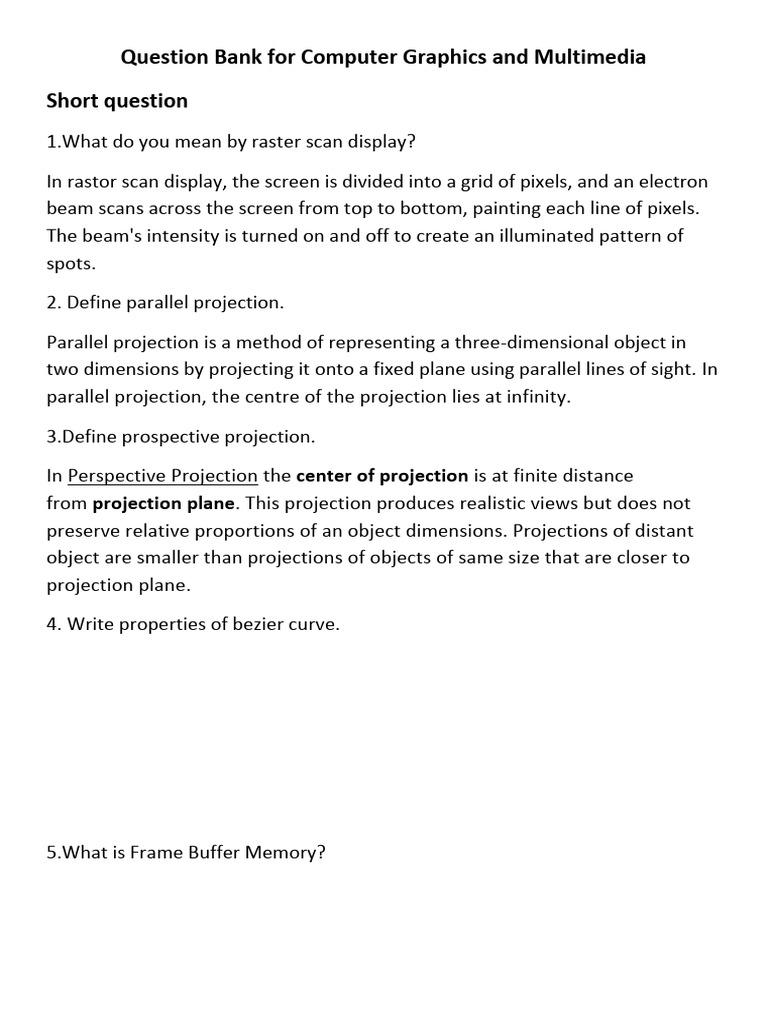 Computer Graphics & Multimedia Question Bank | PDF | 2 D Computer Graphics | Computer Graphics