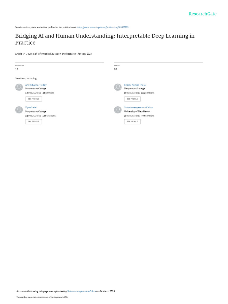 Bridging AI and Human Understanding: Interpretable Deep Learning in Practice | PDF | Artificial ...