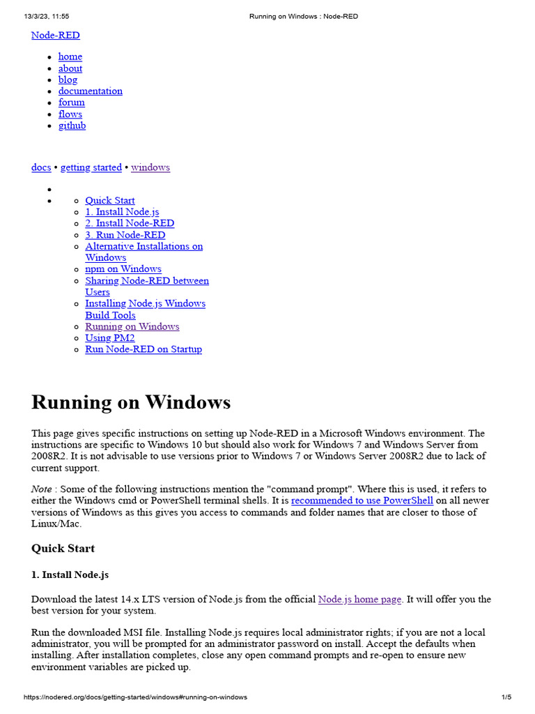 Node-RED - Running On Windows | PDF | Microsoft Windows | Command Line Interface