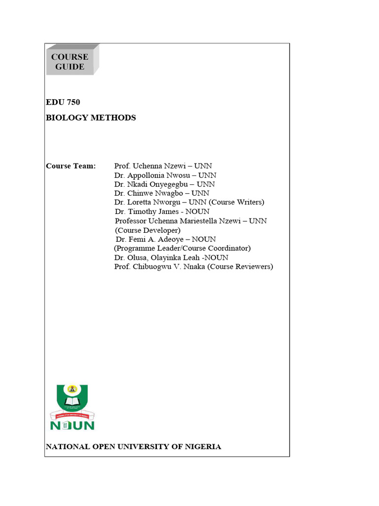 Biology Teaching Methods Course Guide | PDF | Lecture | Teachers