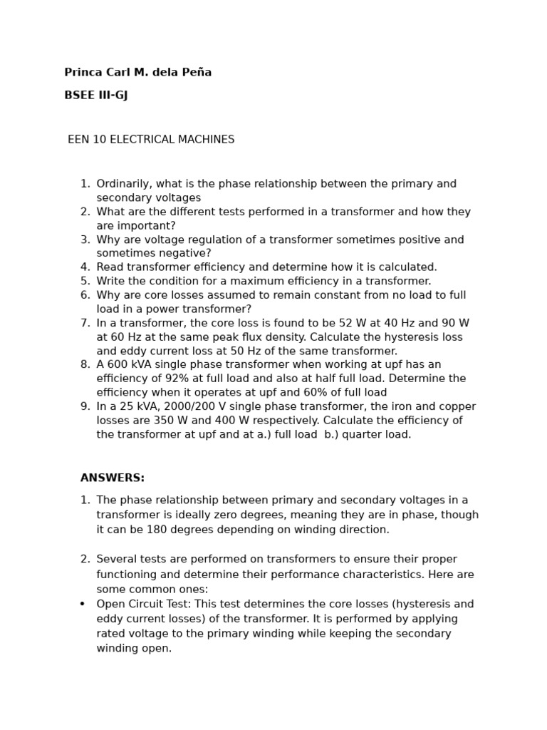 Transformer Efficiency and Testing Insights | PDF | Transformer ...