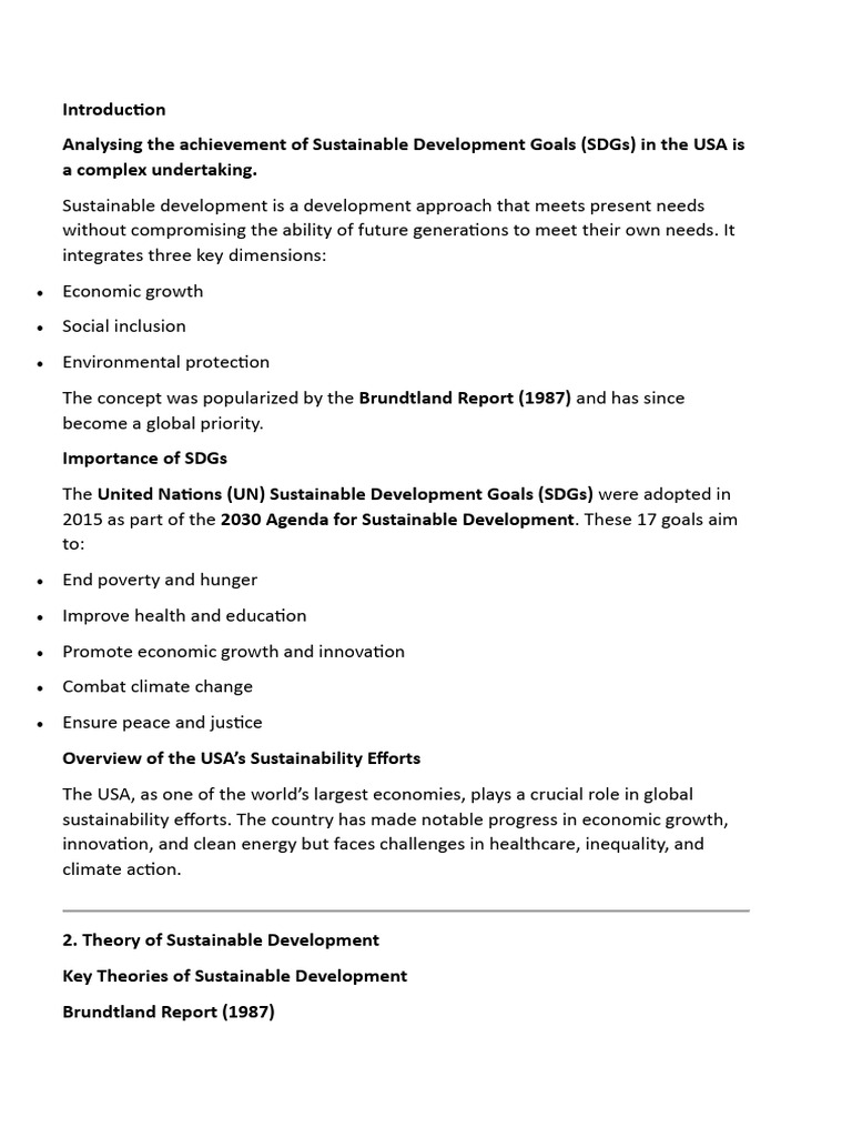 USA's Progress on Sustainable Development | PDF | Cost Of Living ...