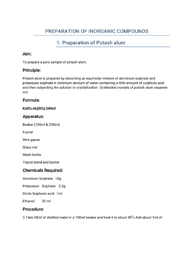 PUC-1 - CHEM - SEM-1&2 Lab - Manual | PDF