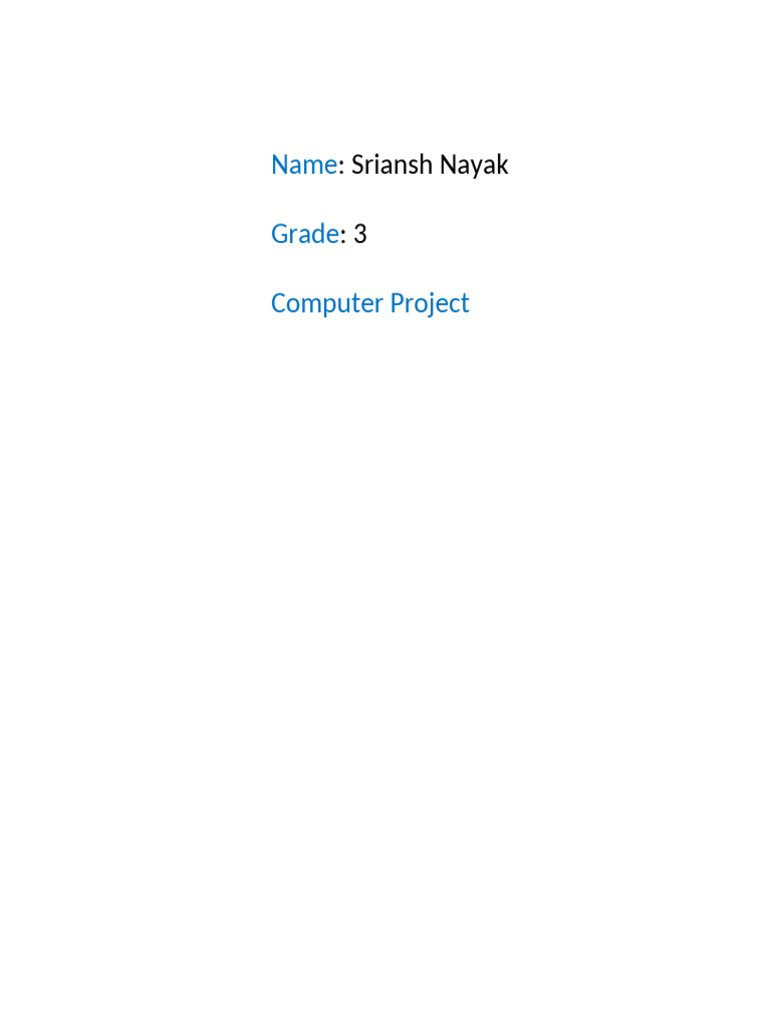 Computer Project Sriansh Nayak | PDF