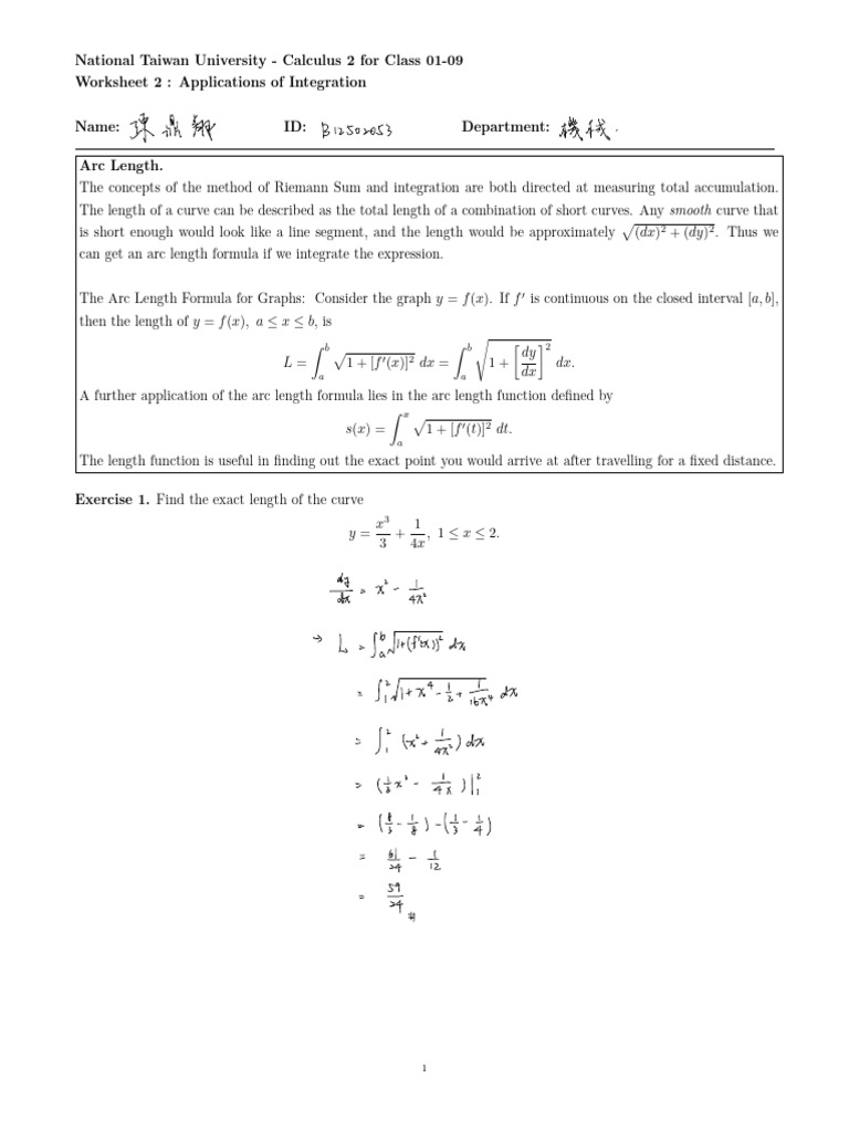 WS2 Applications of Integrations | PDF | Integral | Function (Mathematics)