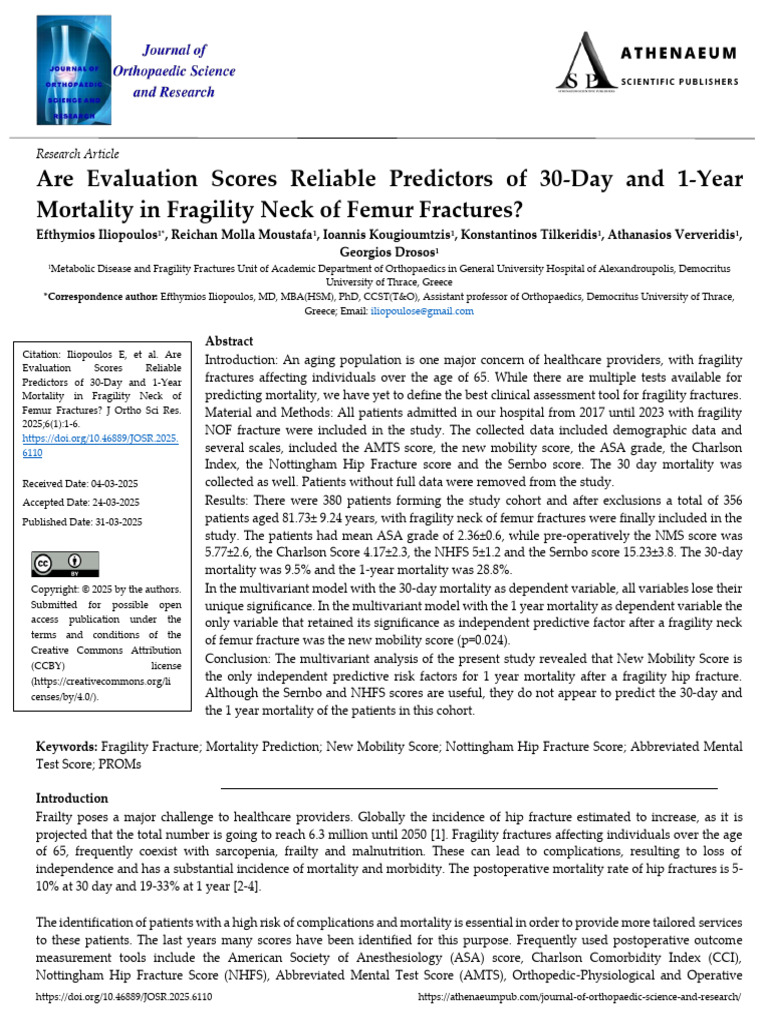 Are Evaluation Scores Reliable Predictors of 30 Day and 1 Year ...