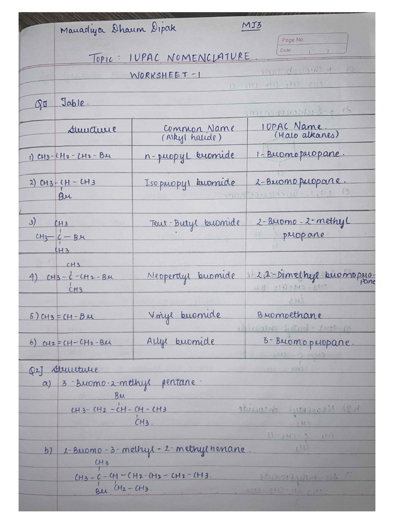 Iupac Nomenclature Ws-1 | PDF