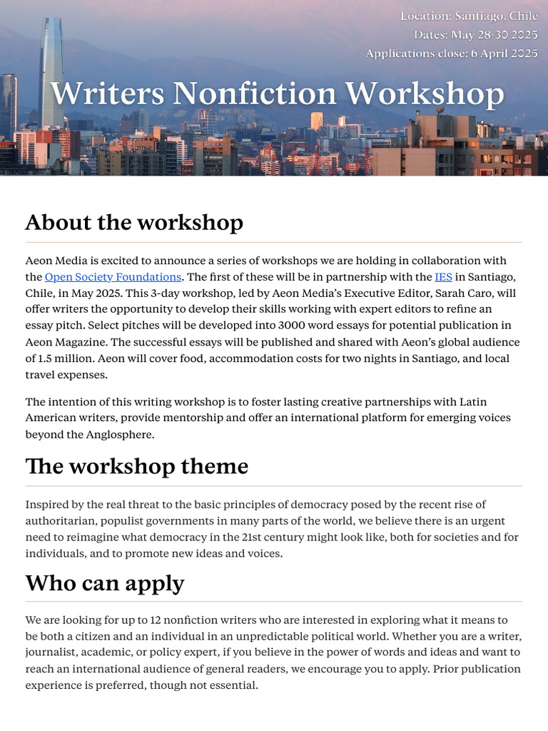 Aeon Magazine Workshop Submission Info | PDF