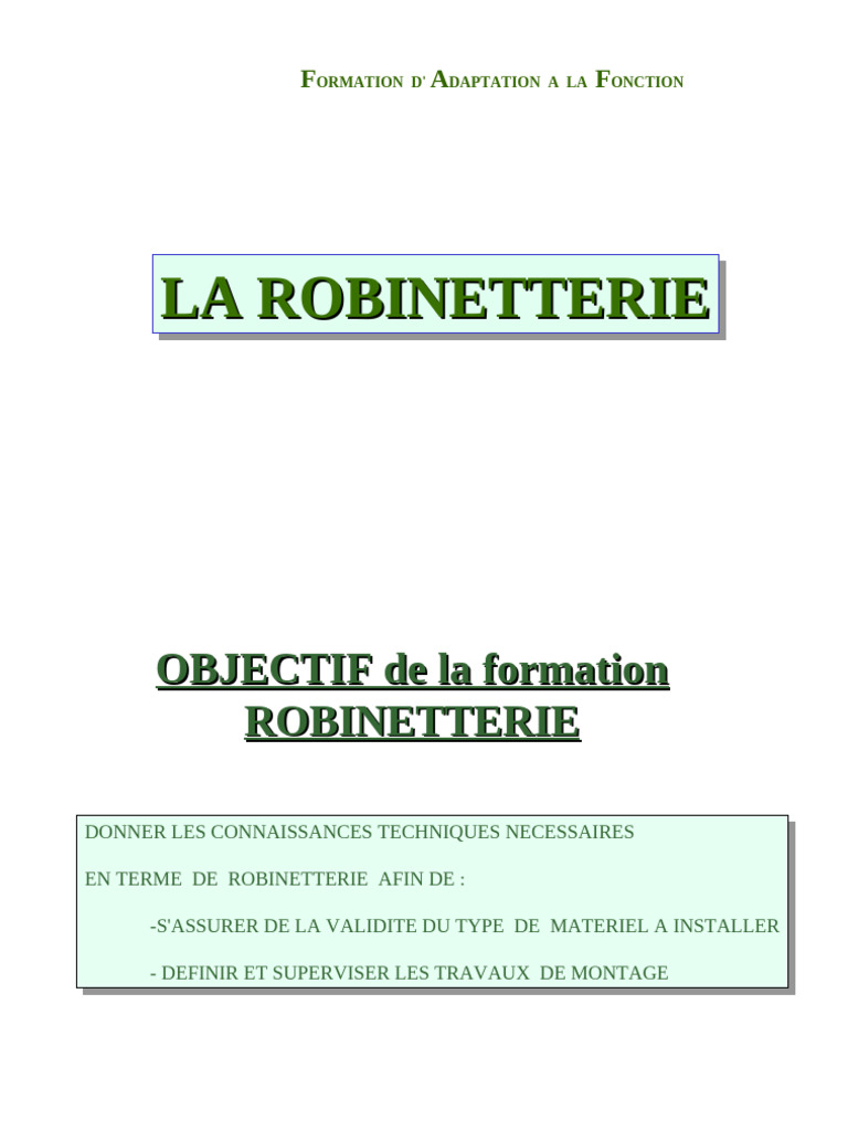 Formation sur la robinetterie et ses types | PDF | Soupape | Robinet ...
