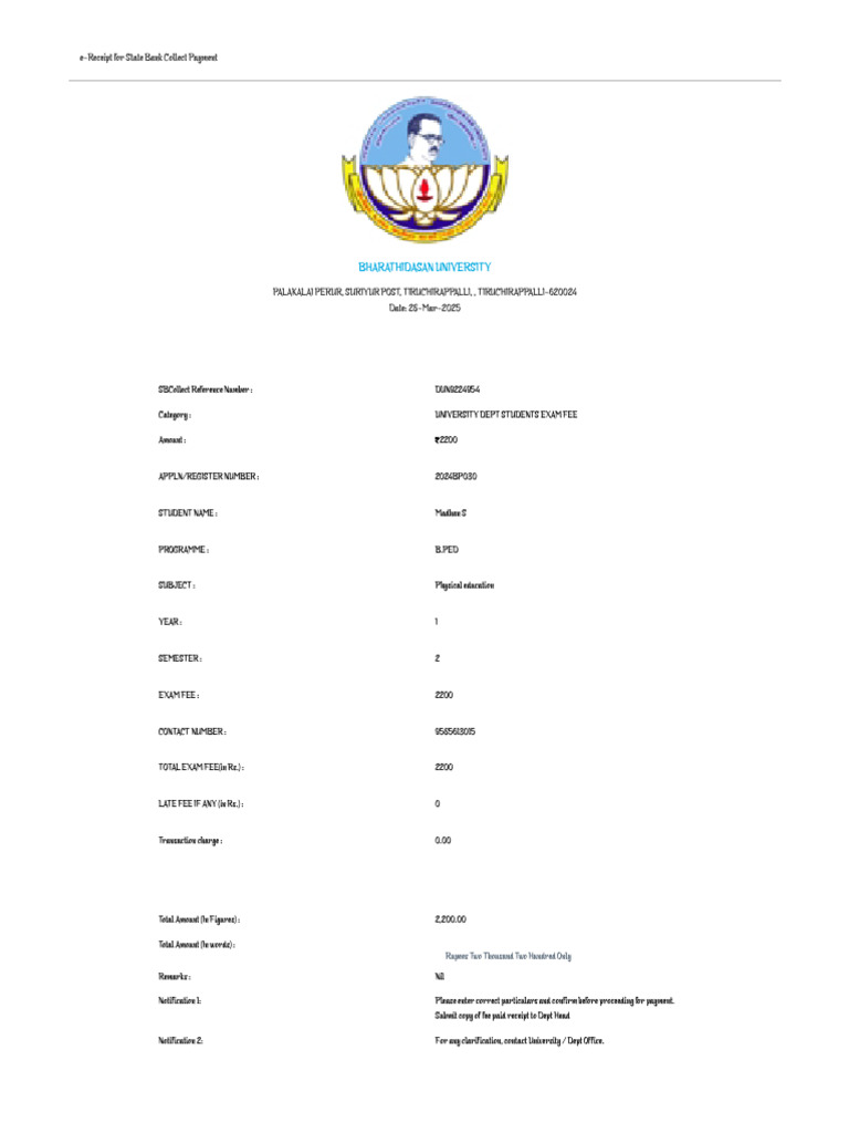 Madhan Sem Fees | PDF | Payments