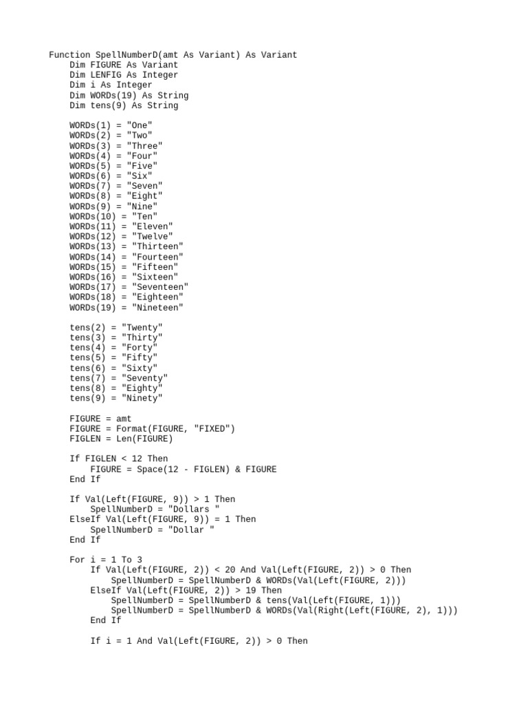 E20 2+SpellNumberD+for+Dollars | PDF | Computer Programming