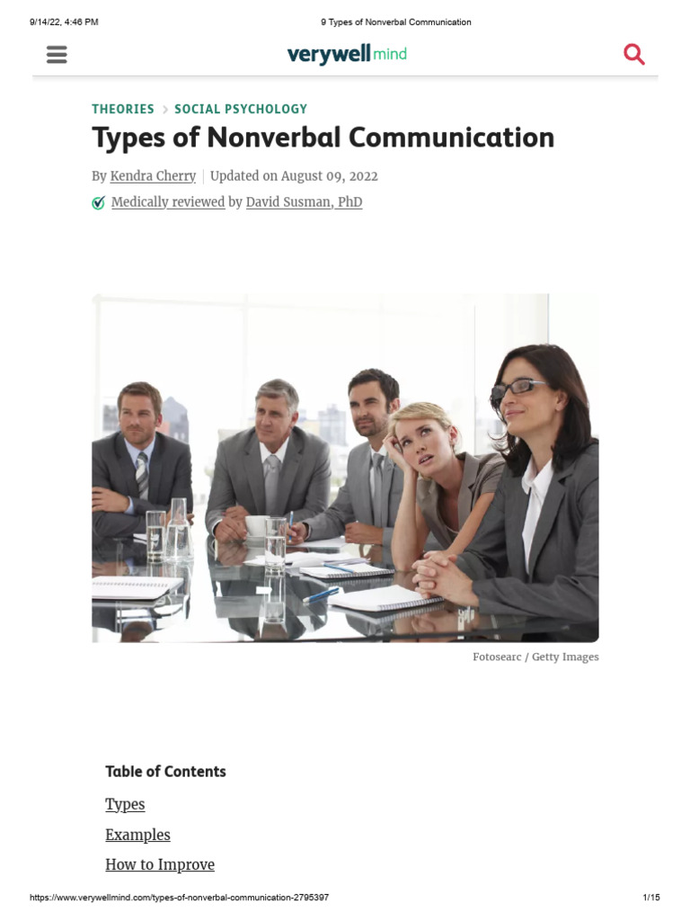 9 Types of Nonverbal Communication | PDF | Nonverbal Communication ...