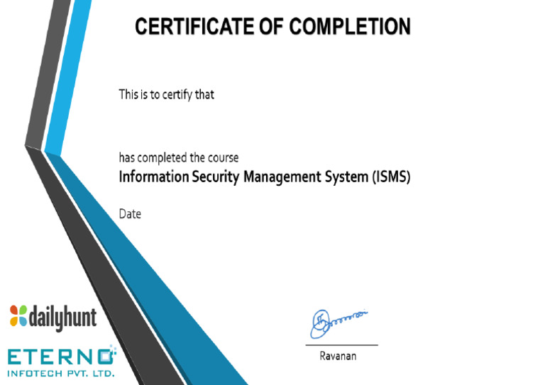 ISMS #2 Information Security (We All Are Responsible) - Completion Certificate 101 | PDF