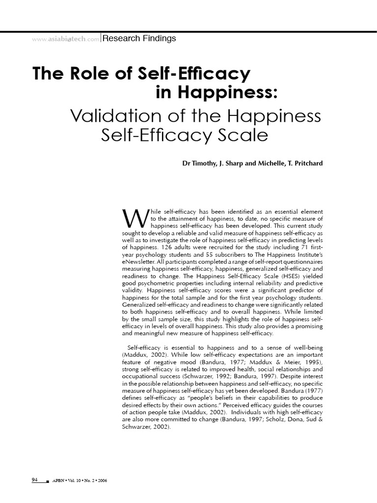 Self Efficacy Scale 581m7wv1kd | PDF | Self Efficacy | Happiness