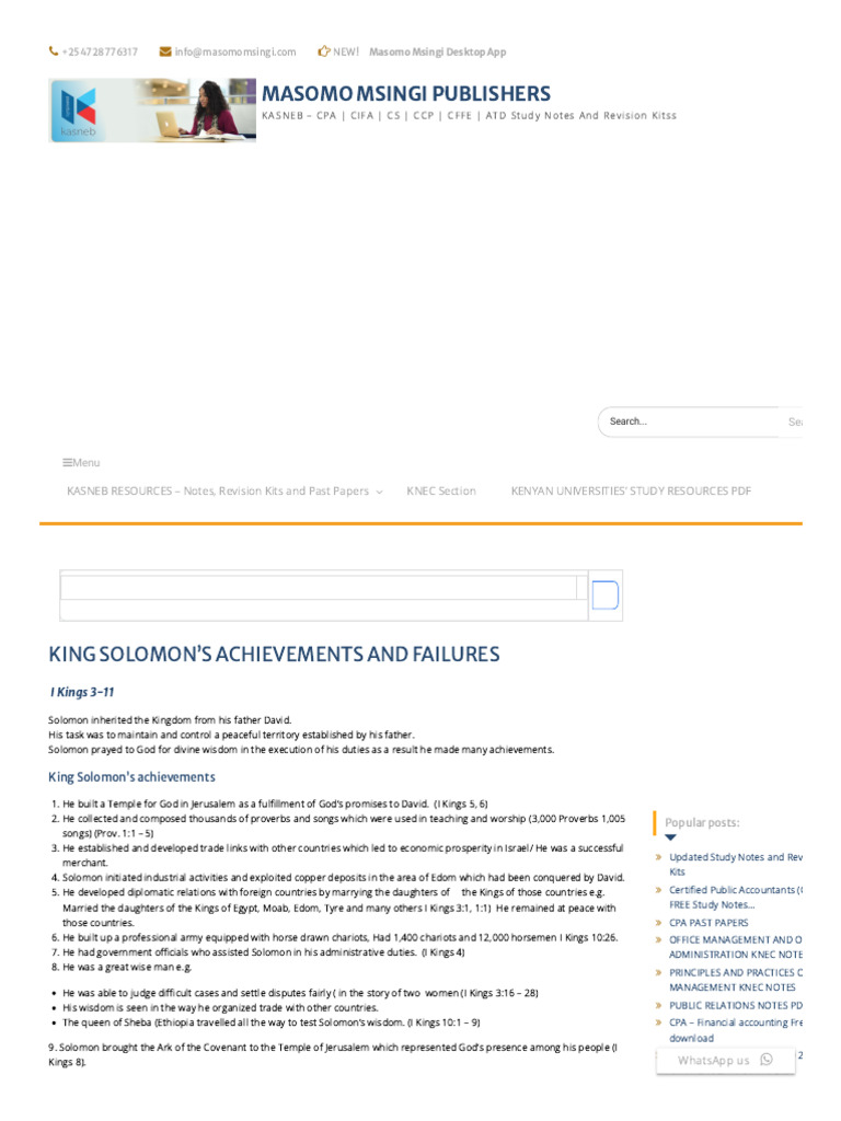 Solomon's Achievements and Failures | PDF | Yahweh