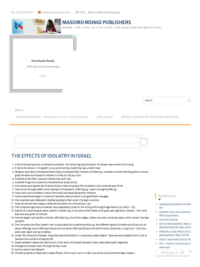 The Effects of Idolatry in Israel - Masomo Msingi Publishers | PDF | Elijah | Books Of Kings