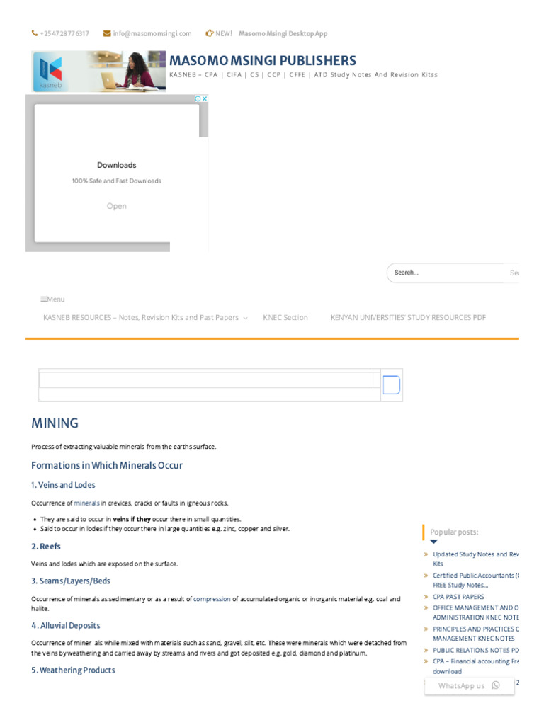 Mining - Masomo Msingi Publishers | PDF | Mining | Petroleum