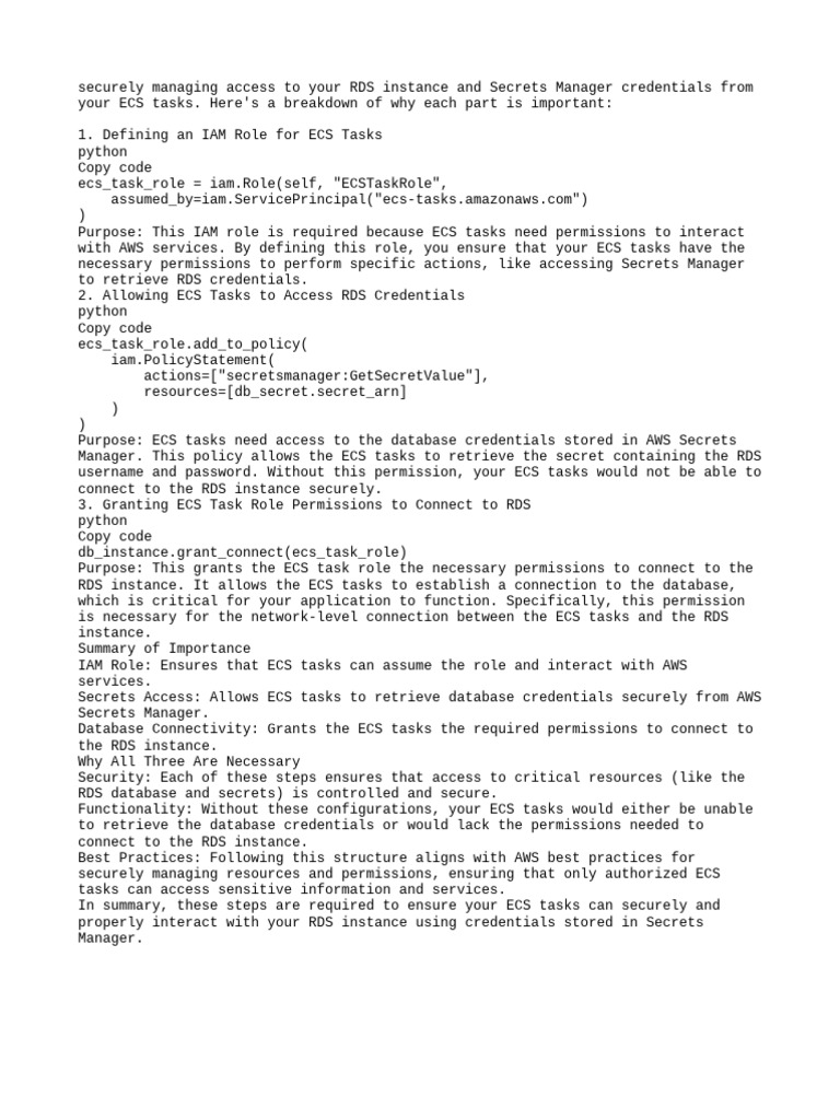 Iam Role For RDS To Access ECS Task | PDF | Credential | Databases