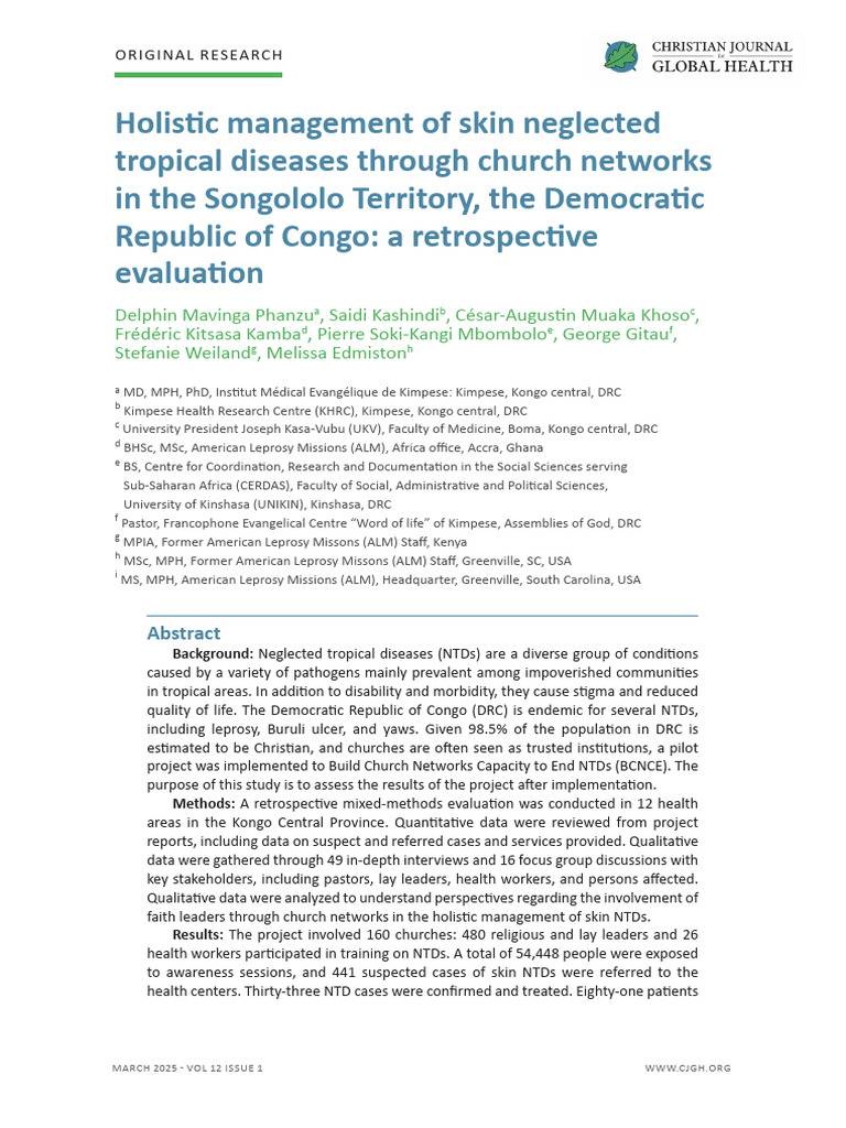 Holistic Management of Skin NTDs in Songololo_67d7fd92e1699 | PDF ...
